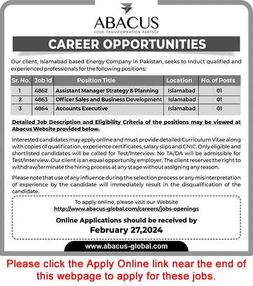 ABACUS Islamabad Jobs February 2024 Apply Online Assistant Manager ... ABACUS Islamabad Jobs February 2024 Apply Online Assistant Manager ...